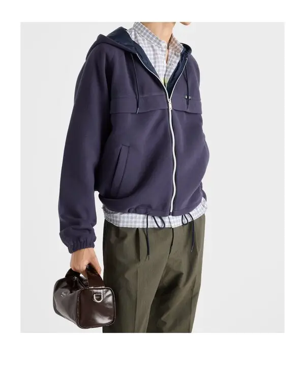 【Prada】 Navy Zipped Jacket Prada Zipped Hooded Jacket In Navy Blue - 16% Off | Editorialist